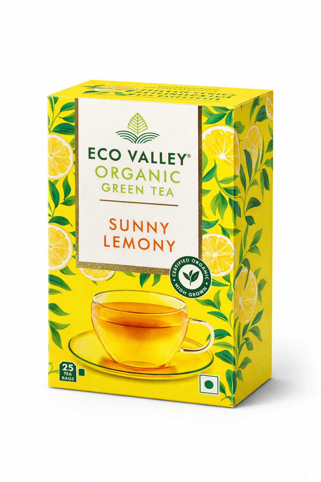 Eco Valley Organic Green Tea Lemon 25 Tea Bags | Refreshing Citrus Tea